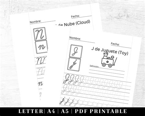 Spanish Cursive Handwriting Practice Worksheets Printable Neat