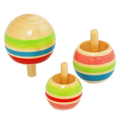 Top 3pcs Wooden Toy Spinning Tippe Self Inverting Education