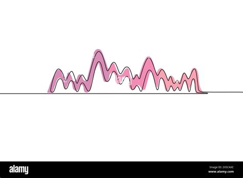 Single Continuous Line Drawing Black Music Sound Waves Audio