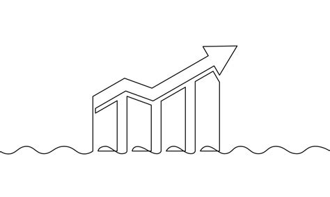 Continuous Line Drawing Of Arrow Up Illustration Of Graph Bar Chart