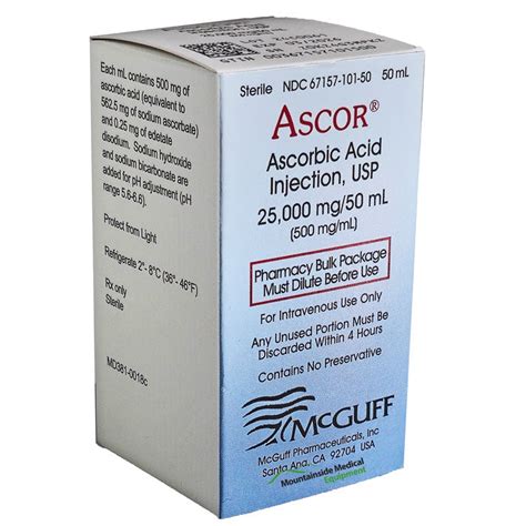 Vitamin C Injection Ascorbic Acid Iv Infusion Supplement — Mountainside