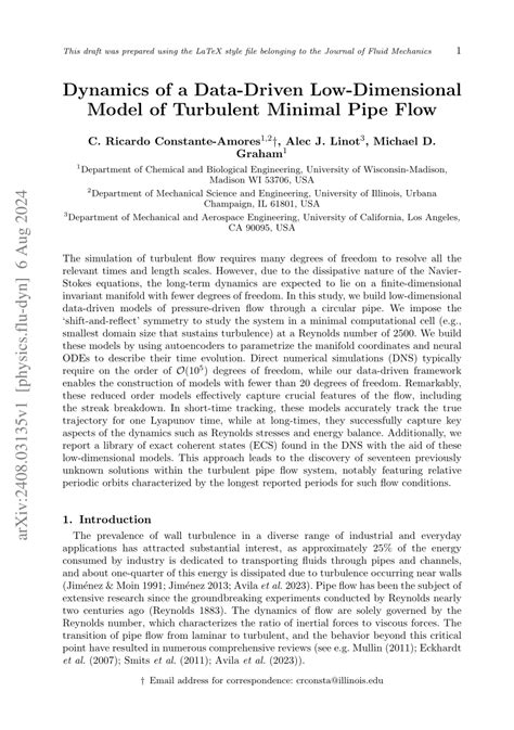 Pdf Dynamics Of A Data Driven Low Dimensional Model Of Turbulent
