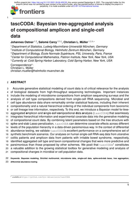 Pdf Tasccoda Bayesian Tree Aggregated Analysis Of Compositional Amplicon And Single Cell Data