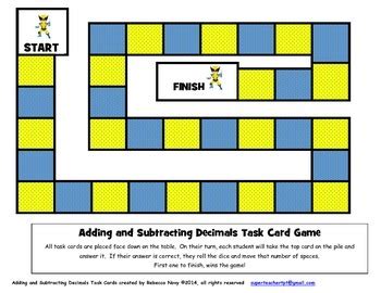 Adding And Subtracting Decimals Task Cards By Rebecca Novy TPT