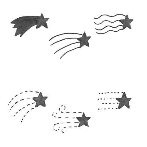 可爱卡通黑白简笔画手绘涂鸦流星星形五角星图标logo 蛙客网