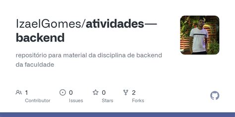 Github Izaelgomes Atividades Backend Reposit Rio Para Material Da Disciplina De Backend Da