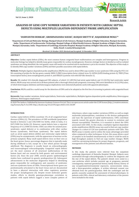 Pdf Analysis Of Gene Copy Number Variations In Patients With Cardiac Septal Defects Using