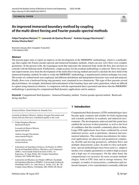 Pdf An Improved Immersed Boundary Method By Coupling Of The Multi Direct Forcing And Fourier