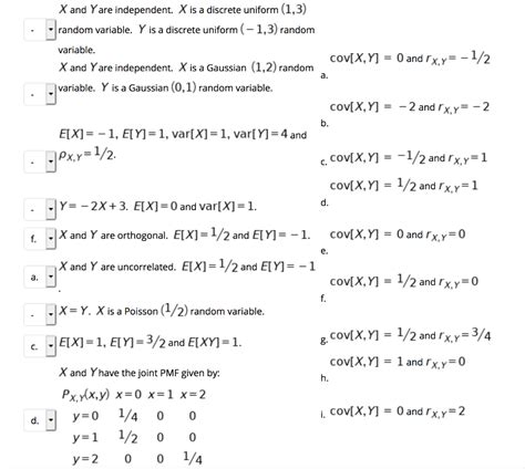 let x and y be joint random variables match each