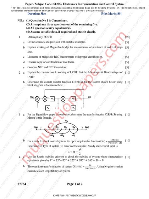 Be Electronics And Telecommunication Semester 3 2023 May