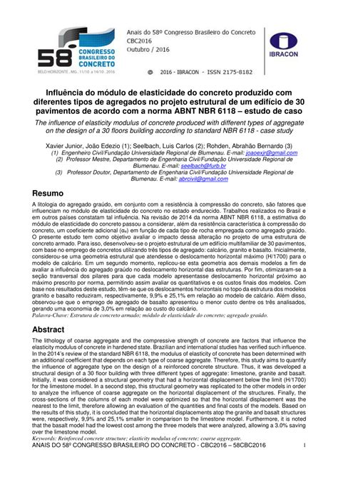 Pdf Influência Do Módulo De Elasticidade Do Concreto Produzido Com