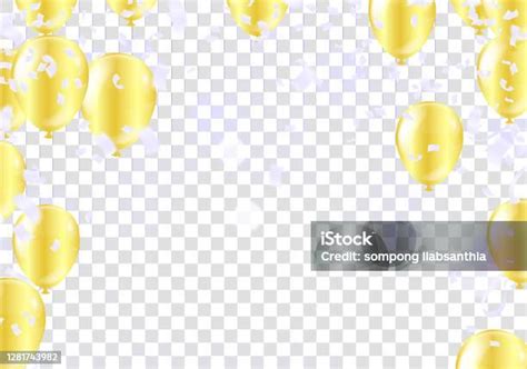 금 풍선 부동 축제 배경 생일을 축하 포스터 배너 행복 웹 사이트에 대한 벡터 일러스트 겨울에 대한 스톡 벡터 아트 및 기타