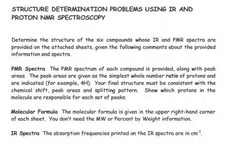 Solved Structure Determination Problems Using Ir And Proton