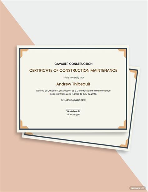 Construction Project Completion Certificate Template In Psd