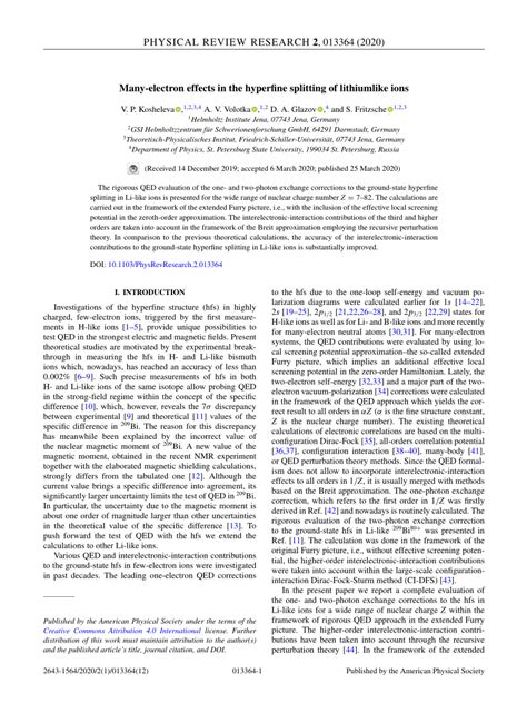 Pdf Many Electron Effects In The Hyperfine Splitting Of Lithiumlike Ions