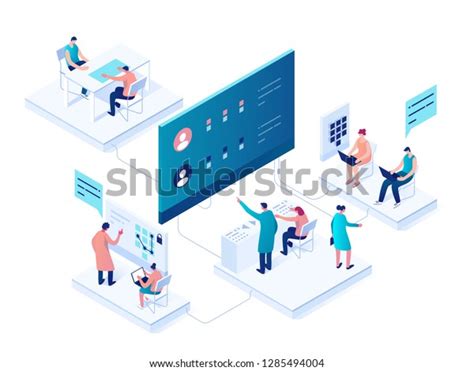 People Interacting Charts Analyzing Statistics Data Stock Vector