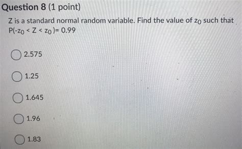 Solved Question 7 1 Point X Is A Normal Random Variable