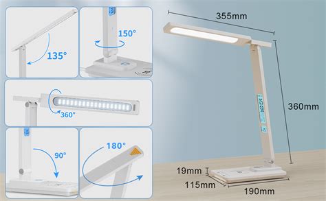 Yamyone Led Schreibtischlampe Mit Kabellosem Laden And Usb Anschluss 5 Farben 5 Helligkeit