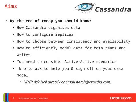 Pptx Cassandra Training Introduction And Data Modeling 2 Aims