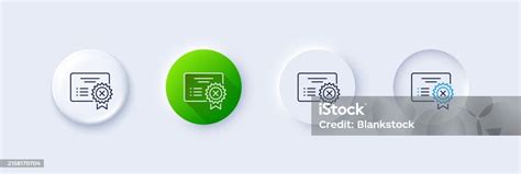 Reject Certificate Line Icon Decline Document Sign Line Icons Vector Stock Illustration