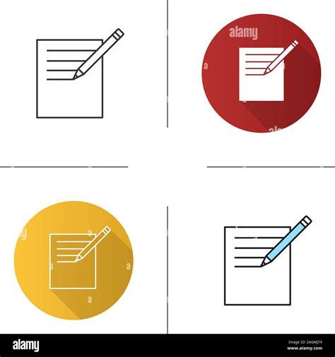 Notepad With Pencil Icon Taking Notes Flat Design Linear And Color Styles Isolated Vector