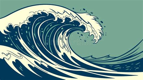 Big Ocean Wave Powerful Illustration Sea Storm And Dynamic Water For Nature Themes Vector