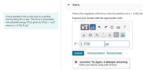 solved what is the magnitude of the force when the particle