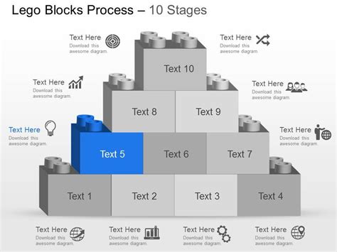 Ni Ten Staged Lego Blocks With Icons Powerpoint Template Slide Templates PowerPoint Slides
