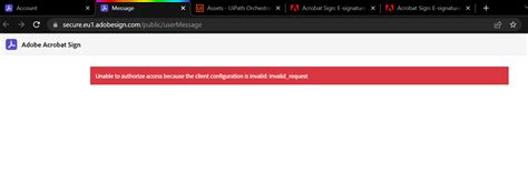 Unable To Connect To Adobe Sign Application Using Adobe Sign Application Scope Activity Via