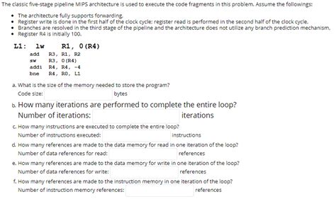 Solved The Classic Five Stage Pipeline MIPS Architecture Is Chegg Com