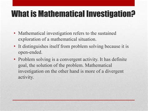 Mathematical Investigation And Modelling Pptx