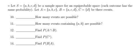 Solved O Let S A B C D Be A Sample Space For An Chegg Com