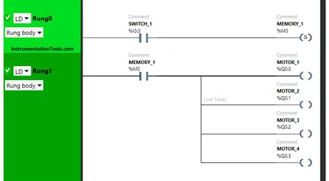 Ladder Diagram Example Using Memory Bits And Set Coils