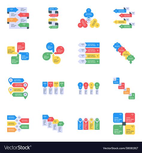 Set Data Visualization Flat Icons Royalty Free Vector Image
