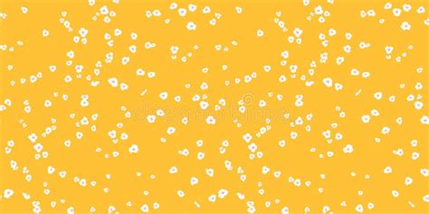 Simple Yellow Seamless Pattern With Abstract Tiny Flowers Polka Dots