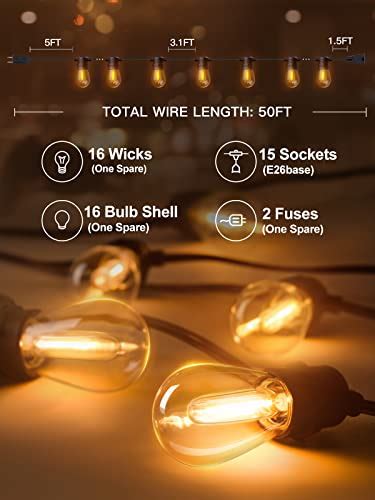 Addlon 50ft Led Outdoor String Lights With Edison Shatterproof Bulbs