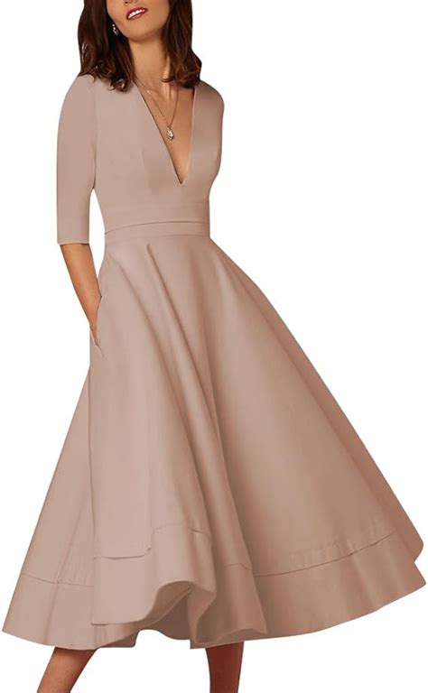 Mujer Vestidos Elegante Manga 34 De Profundo V Cuello Vestido De Noche