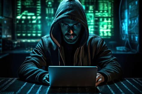 Premium Ai Image Back View Of A Hacker In The Process Of Hacking The