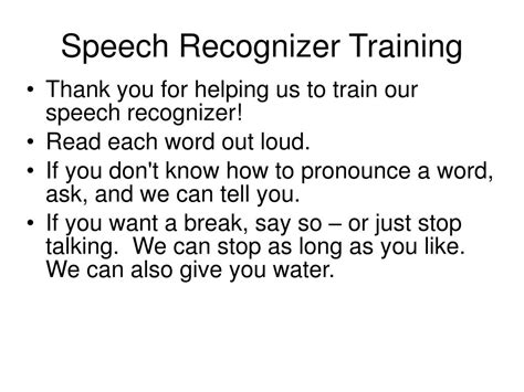 Ppt Speech Recognizer Training Powerpoint Presentation Free Download