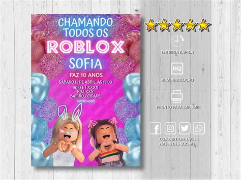 Convite Digital Roblox Menina Elo Produtos Especiais