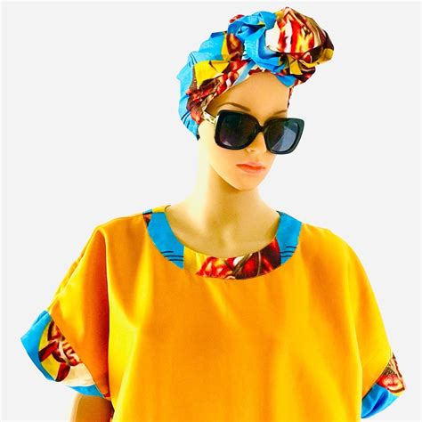 African Bubu Gown With Head Wrap Gem