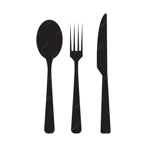 Premium Vector Spoon Fork Knife Icon Set Black Cutlery Flat Simple