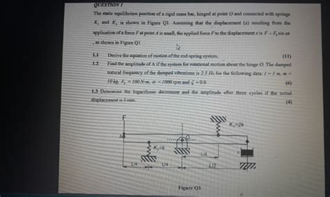 Solved Questionithe Static Equilibrium Position Of A Rigid