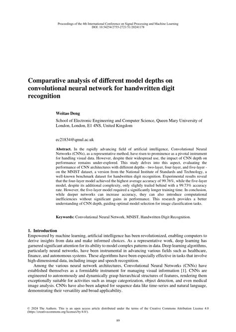 Pdf Comparative Analysis Of Different Model Depths On Convolutional Neural Network For
