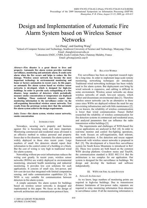 PDF Design And Implementation Of Automatic Fire Alarm System Based On Wireless Sensor Networks