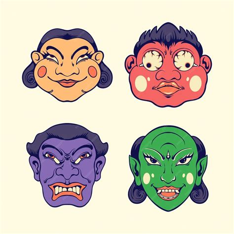 Premium Vector Japanese Mask Yokai Vector Art