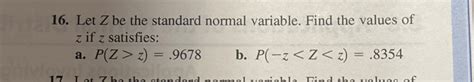 Solved Let Z ﻿be The Standard Normal Variable Find The