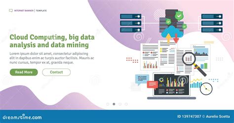 Cloud Computing Big Data Analysis And Data Mining Stock Vector Illustration Of Computing