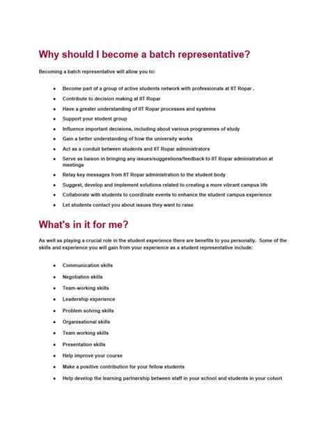 Batch Representative Pdf