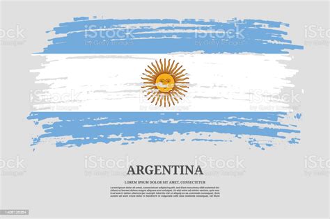 브러시 스트로크 효과와 정보 텍스트 포스터 벡터와 아르헨티나 국기 아르헨티나 국기에 대한 스톡 벡터 아트 및 기타 이미지